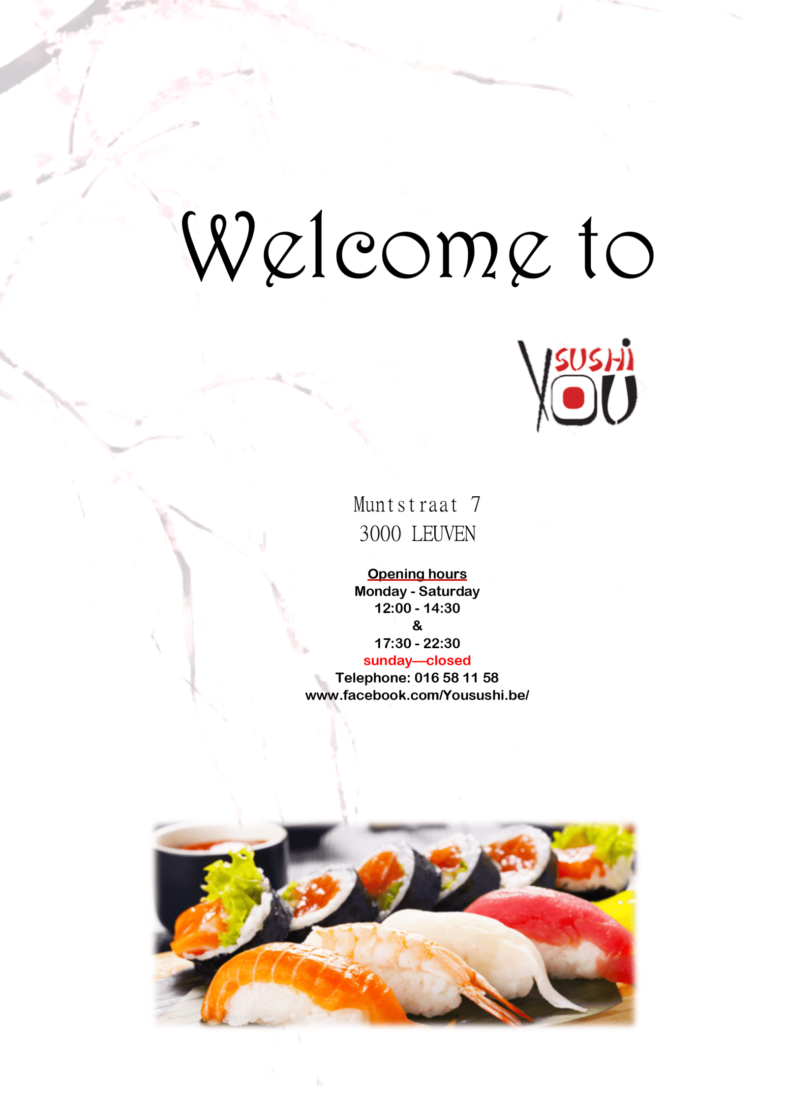 Restaurant Menukaart - You Sushi Leuven